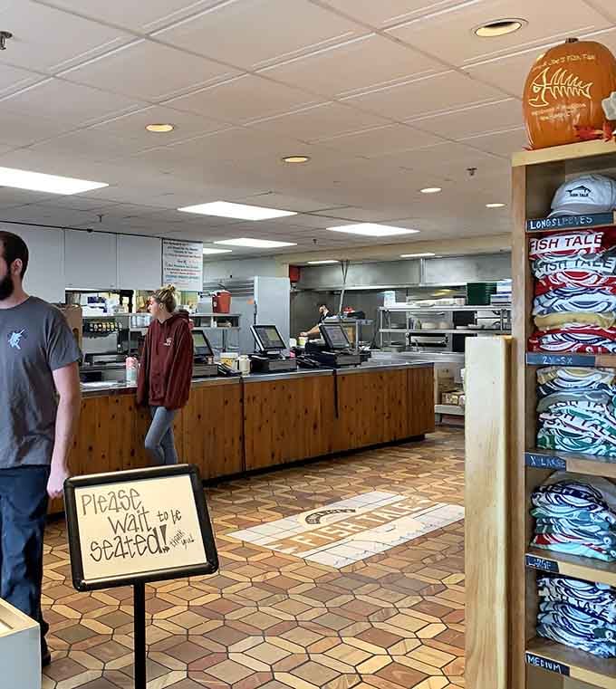 Wood-paneled walls and casual seating create that authentic New England seafood shack vibe without trying too hard.