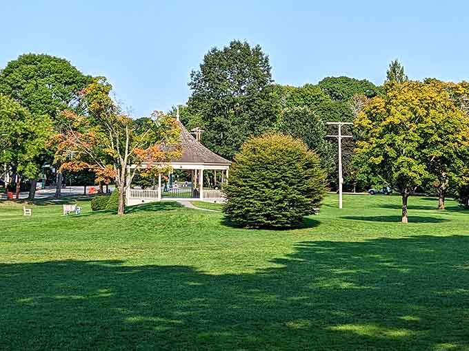Hastings Park's gazebo and mature trees create an idyllic setting for picnics and peaceful afternoon strolls.