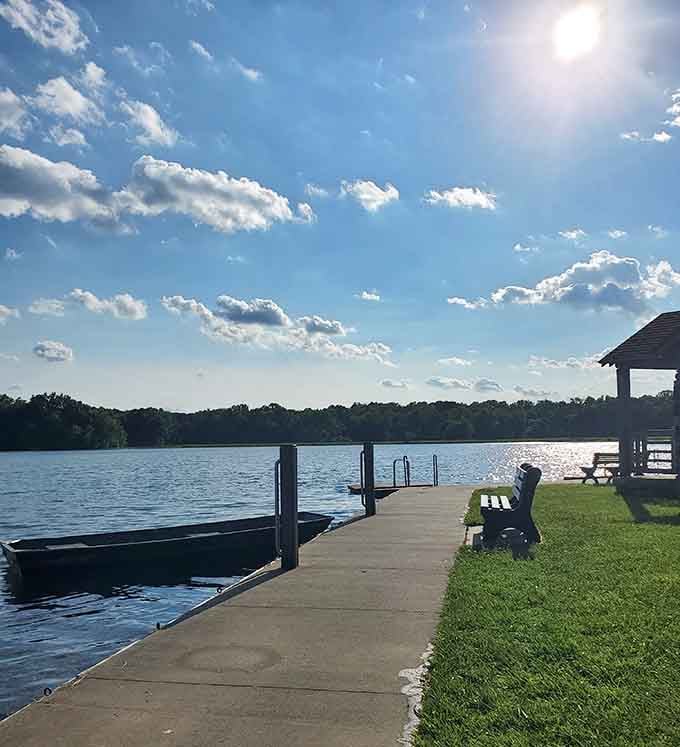 That dock and those clouds are basically daring you to sit down, do absolutely nothing, and call it a perfect afternoon.