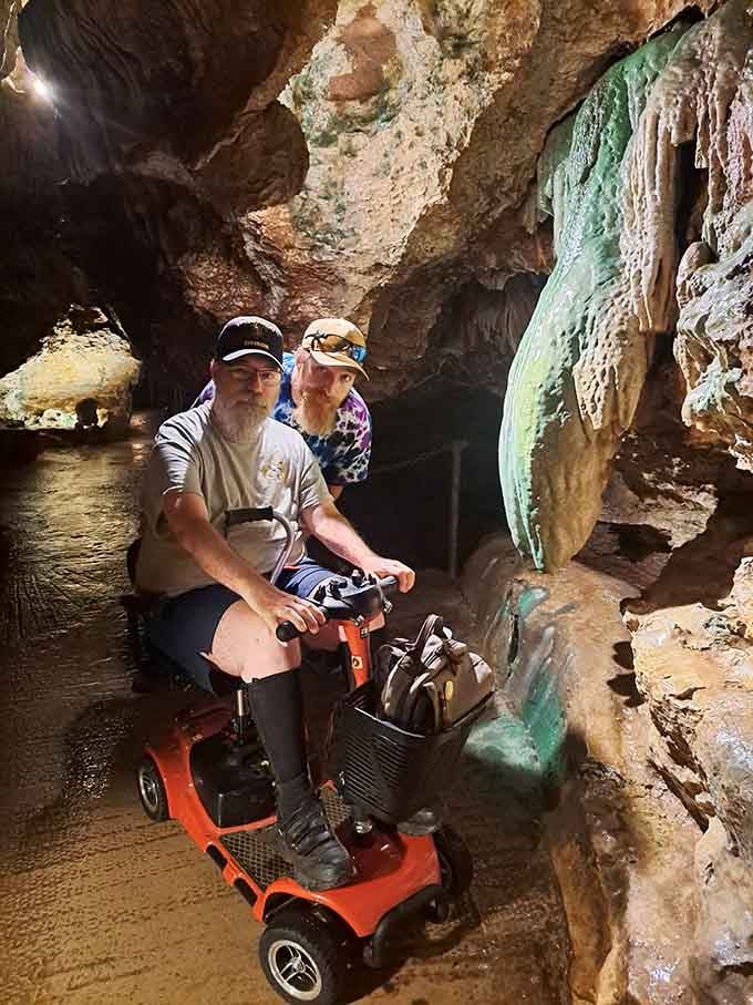 Accessibility meets adventure as visitors explore the caverns, proving wonder welcomes everyone who ventures down here.