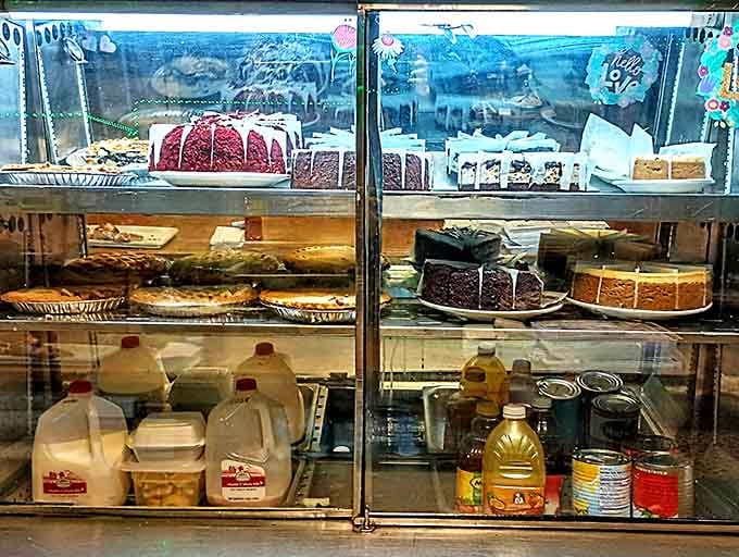 The dessert case displaying temptations that make your diet resolutions seem like distant, foolish memories.