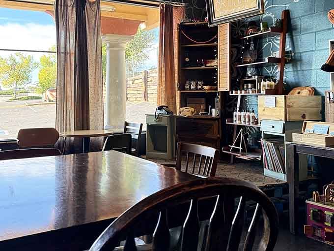 Mismatched seating that somehow works together like the perfect playlist, inviting you to stay awhile and relax completely.