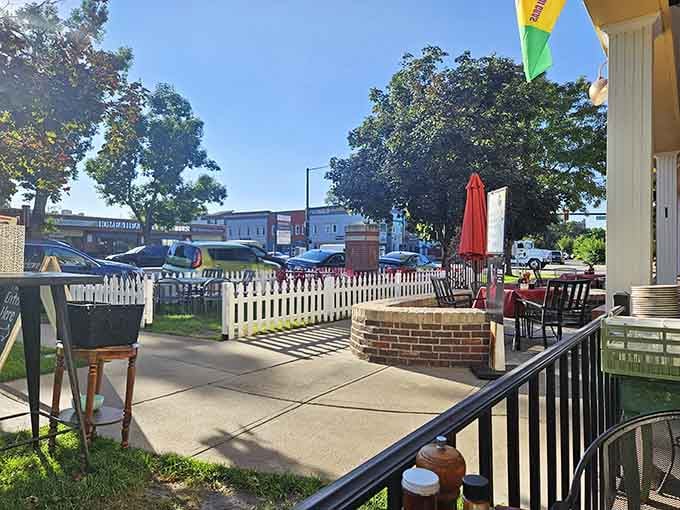 Outdoor seating with a view means you can enjoy your Southern breakfast while soaking up Colorado sunshine.