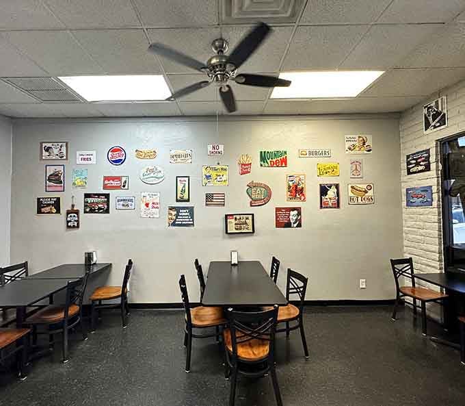 The wall decorations tell stories of American food culture while you create your own delicious memories below.