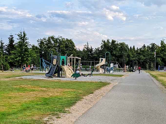 Green spaces where kids can run wild while parents contemplate the surprisingly peaceful small-town life appeal.