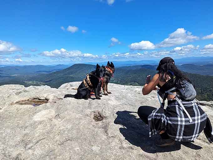 Even four-legged friends can't resist posing for photos at Virginia's most photographed spot on the Appalachian Trail.