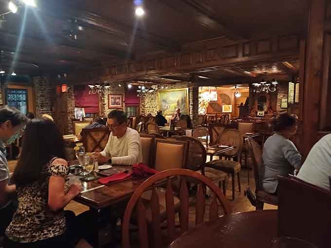 Diners enjoying meals in a space where countless others have gathered for literally hundreds of years.