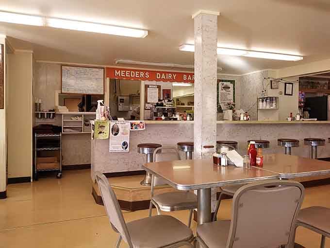 Ketchup and hot sauce at the ready, because every great diner knows proper condiment placement is essential.