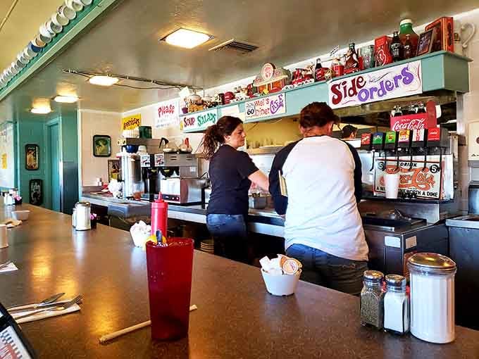 Friendly staff keeping the diner tradition alive, one refill and smile at a time without complaint.