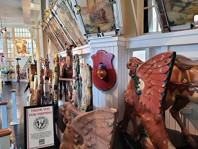 Carousel poles stand like sentries, each one supporting decades of childhood dreams and laughter.
