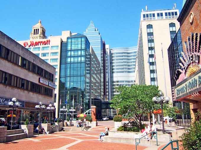 Rochester's distinctive architecture stands tall, representing another slice of the actual Land of 10,000 Lakes you're not visiting.