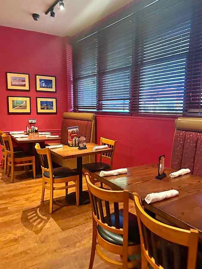 Cozy tables set and ready for the breakfast crowd that knows where quality lives.