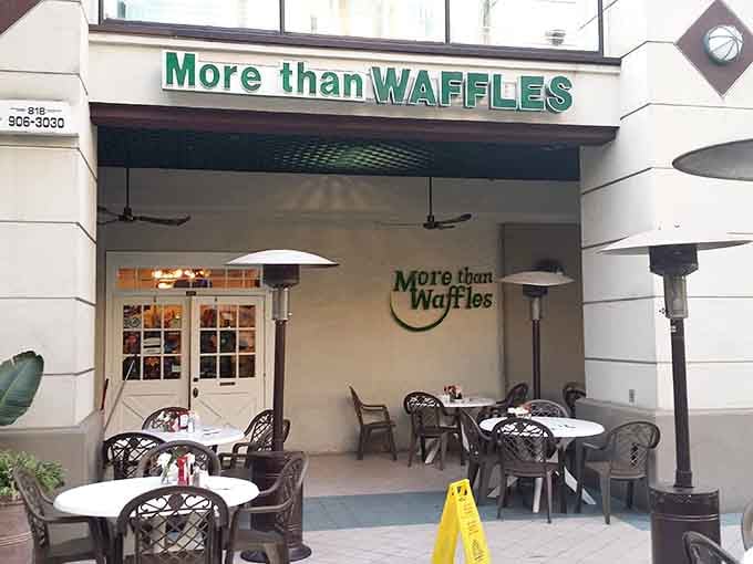 Outdoor seating where you can enjoy your waffles while pretending you're at a European caf&eacute;.