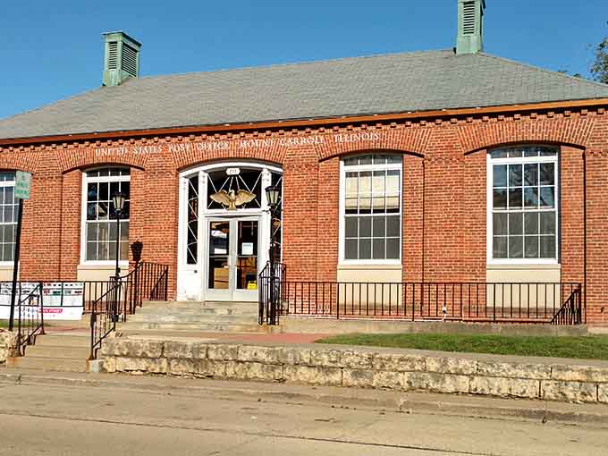 Brick and arched windows make even the post office look like it belongs in a collection of architectural treasures.