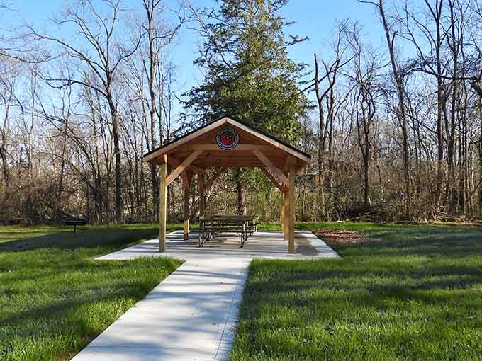 A covered pavilion perfect for family gatherings where nobody has to clean their house beforehand. Brilliant.