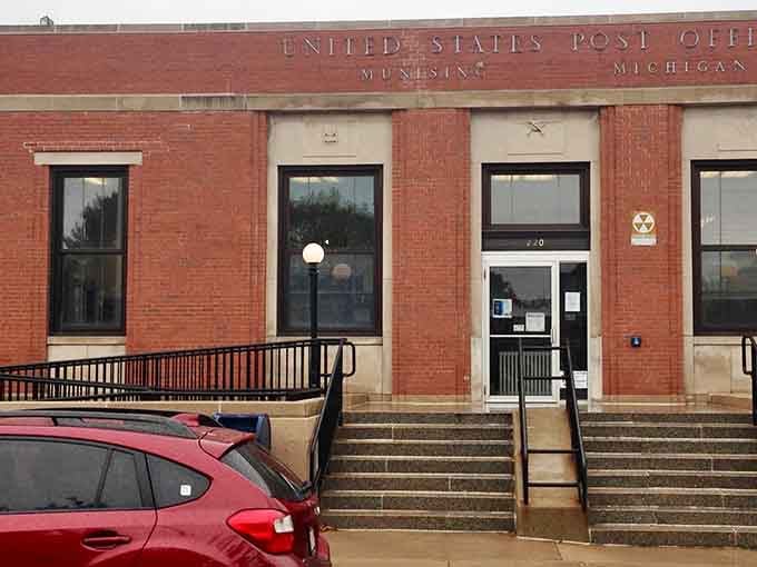 The United States Post Office maintains its classic facade, where mailing packages doesn't require navigating a dystopian warehouse.