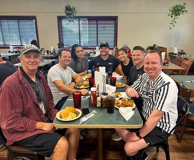 Happy diners with loaded plates tell you everything you need to know about this place's reputation and quality.