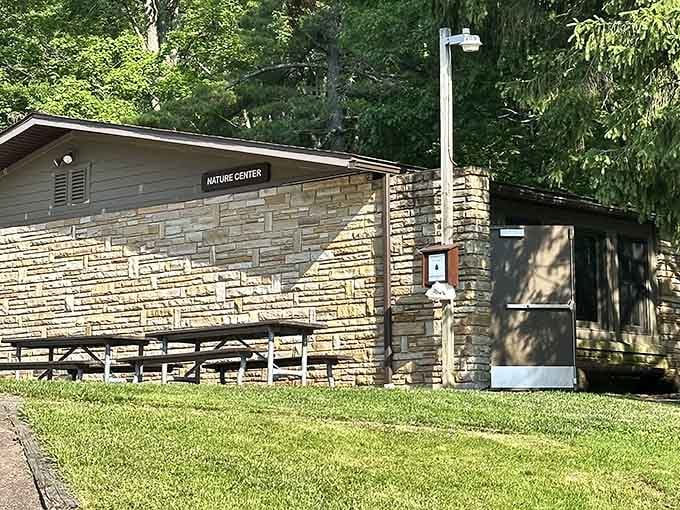 The Nature Center welcomes visitors with stone walls and educational displays that won't put you to sleep, surprisingly.