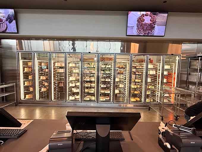 The ordering area gleams with professional efficiency, though the real challenge is deciding what to order, not how.