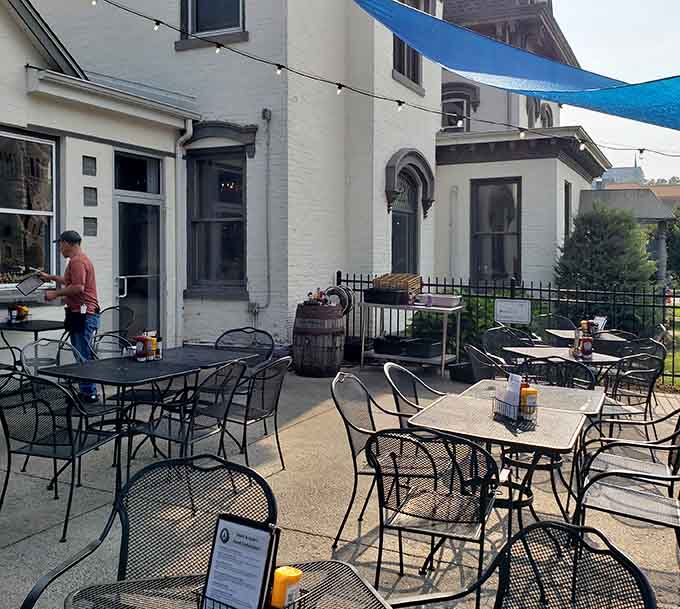 Outdoor dining with craft beer under blue skies is basically the definition of living your absolute best life.