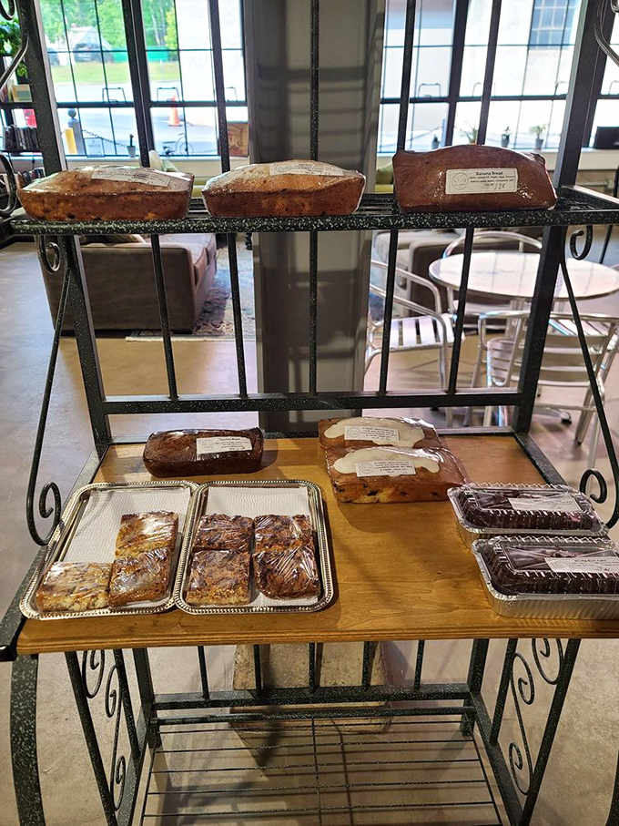 Homemade breads and pastries lined up like edible artwork, tempting you to abandon all willpower at the door.