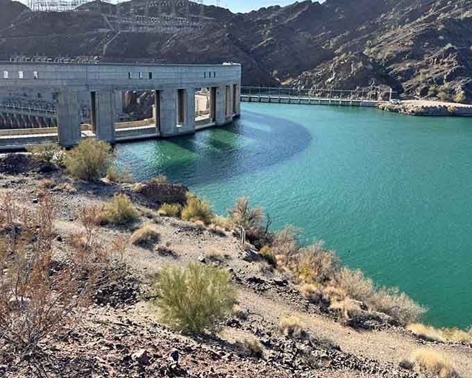 Parker Dam holds back the river's power, creating the calm, beautiful waters that make this town a desert oasis.
