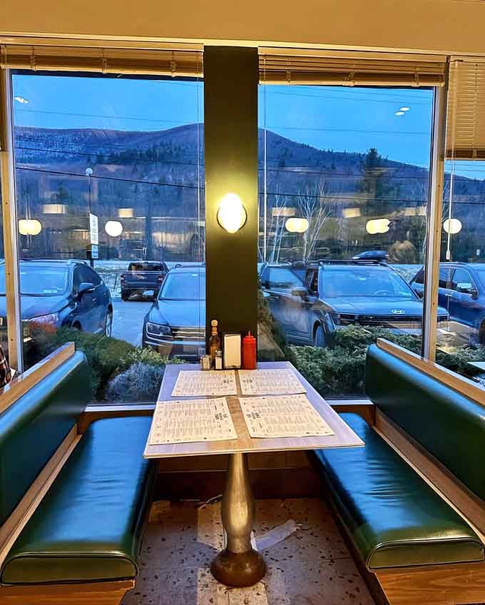 Mountain views through the windows remind you that great food tastes even better surrounded by natural beauty.