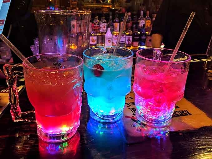 Light-up cocktails in jewel tones that glow like treasure, making every sip feel like you've discovered something valuable.