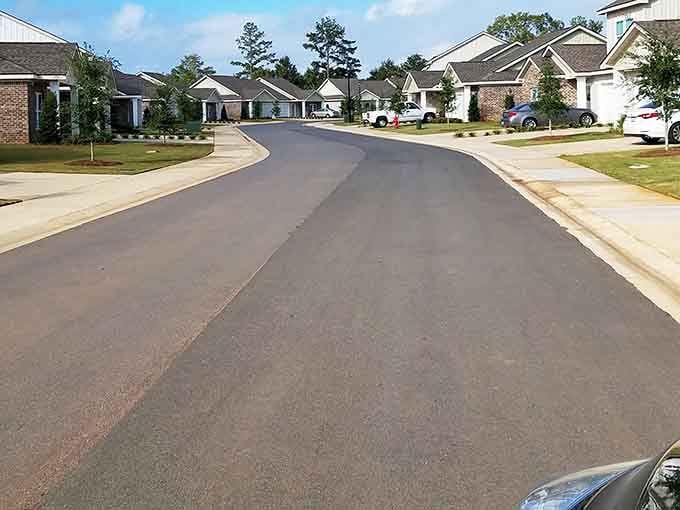 Residential streets so peaceful, even your GPS whispers directions to avoid disturbing the tranquility.