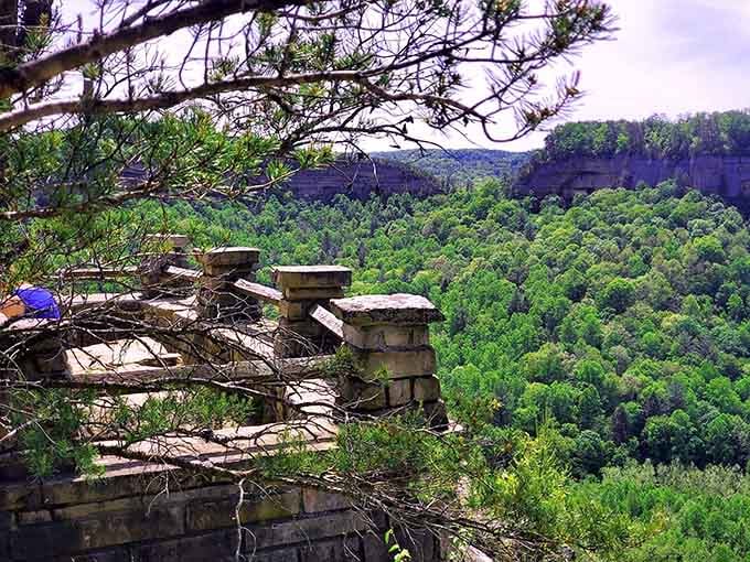 Stacked stone ledges jutting from the cliff create natural balconies with million-dollar views and zero property taxes.