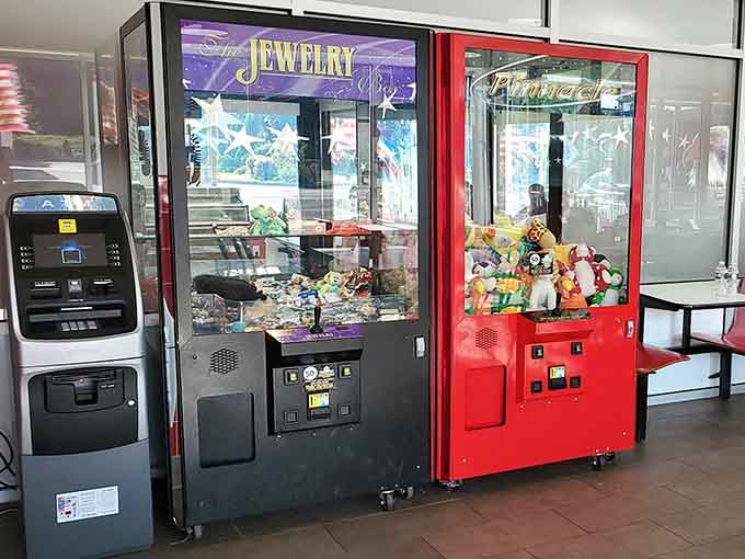 Because every great drive-in needs a claw machine to test your skills between bites of burger.