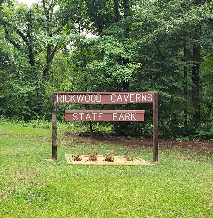 The welcoming sign marks your gateway to one of Alabama's most spectacular natural wonders hiding just below ground.
