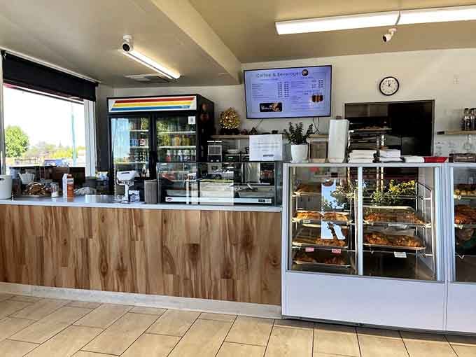 Behind that counter is where the magic happens, and by magic, we mean fresh donuts all morning long.