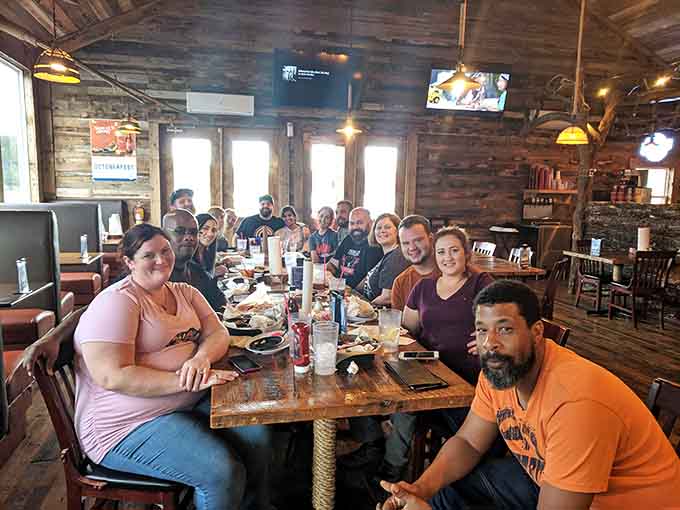 Nothing says "we found the good spot" quite like a long table full of smiling faces sharing stories and great food.
