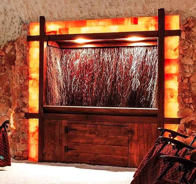 The cascading water feature creates a mesmerizing focal point that helps your mind finally stop making to-do lists.