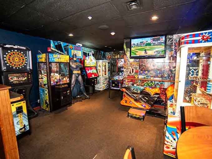 The arcade area where you can relive your youth between bites, because nostalgia tastes better with pizza.