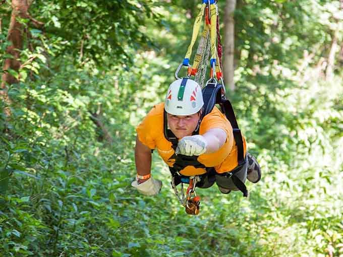 Superman-style zip lining because sometimes regular zip lining just isn't dramatic enough for your inner action hero.
