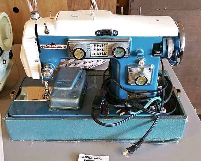 That vintage sewing machine is cooler than anything you'll find at a modern craft store, guaranteed.