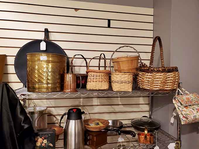 Baskets and copper pots that make you wonder why everything became disposable in the first place.