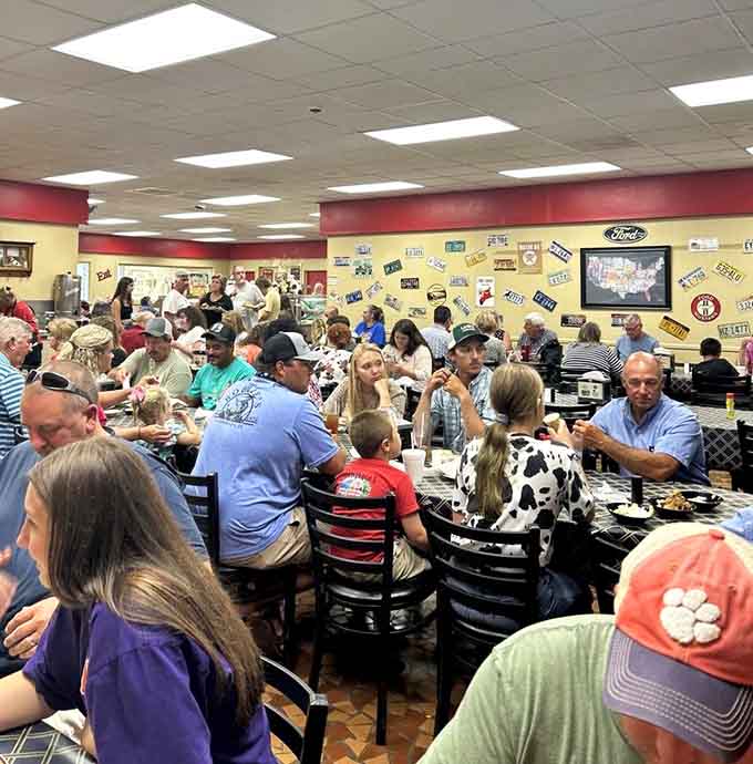 A packed dining room full of happy people who clearly know where the good food is hiding in South Carolina.