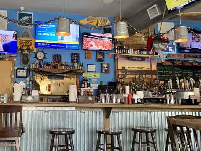 The bar area showcases an impressive selection while TVs keep you connected to the game.