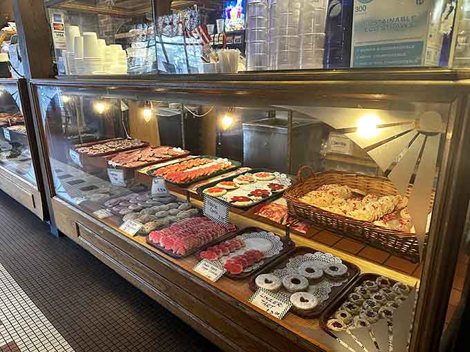 A display case packed with cookies, pastries, and treats that'll test your willpower before you've even ordered breakfast.