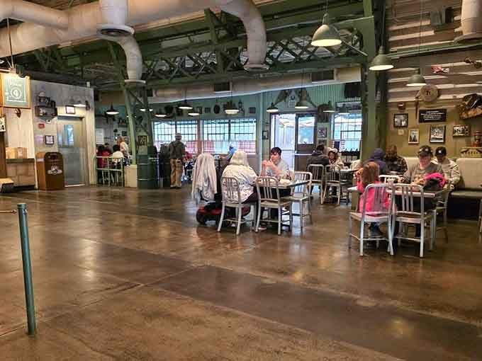 Families refueling between adventures, because even the most enthusiastic park-goers need to sit down eventually.