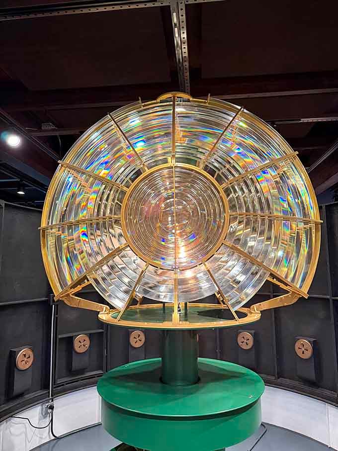 Up close, the Fresnel lens reveals itself as both scientific marvel and work of art, imported all the way from Paris.