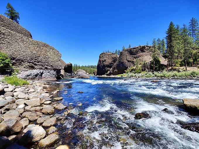 Bowl and Pitcher's dramatic rock formations frame rushing rapids just minutes from downtown coffee shops.