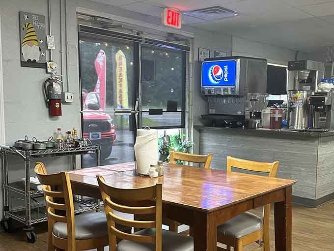 That exit sign means you're leaving full, happy, and already planning your next visit here.