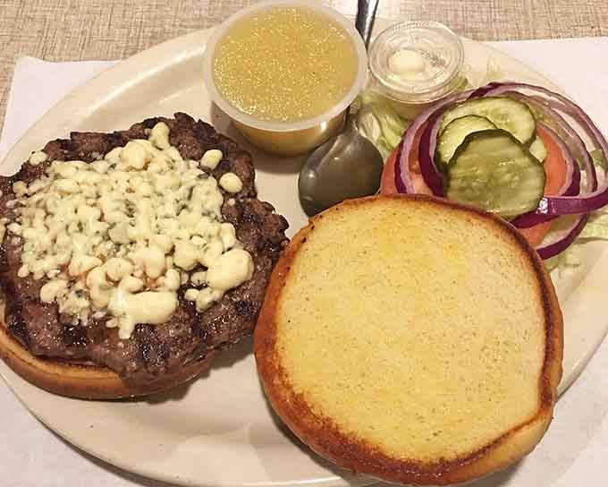 This crumble burger topped with what appears to be sausage and sauce is the kind of indulgent creation that makes diets seem like tomorrow's problem.