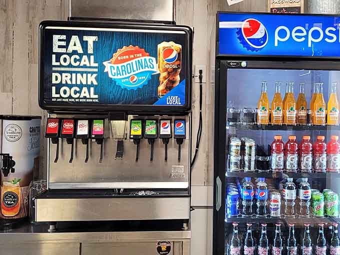 Even the beverage station encourages you to eat local and drink local, supporting the community one sip at a time.