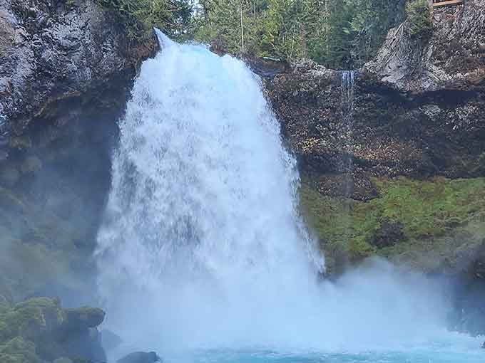 Downstream from the Blue Pool, the McKenzie River shows its powerful, rushing personality in full force.