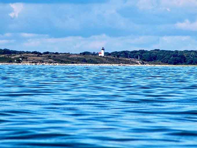 Approaching by water reveals why sailors relied on this light for safe passage through the sound.